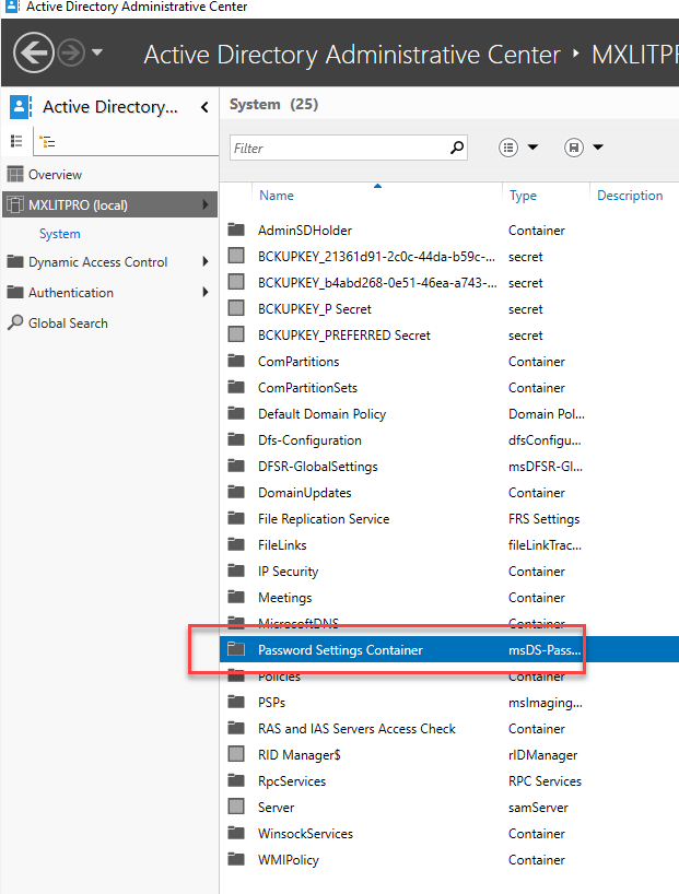 Active Directory: Password Settings Objects (PSOs) - Mexicali IT